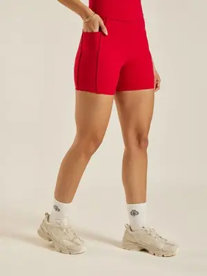 BE ATHLETICA Be Athletica High-Waisted Cycling Shorts With Pockets Cherry