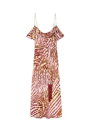 Whistles Orchid Print Scarf Midi Dress - Pink/multi