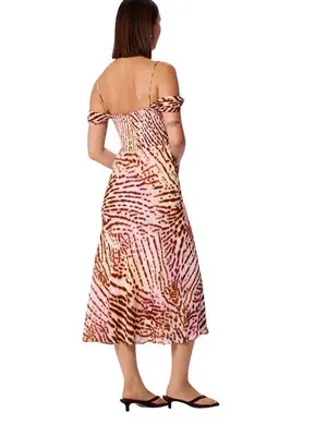 Whistles Orchid Print Scarf Midi Dress - Pink/multi