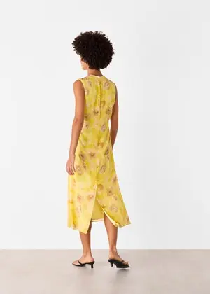 Whistles Sunshine Floral Textured Midi Dress