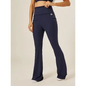 BE ATHLETICA Essential Everyday Foldover Flared Pants - Midnight