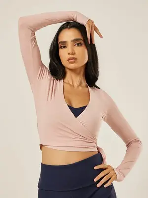 BE ATHLETICA The Ultimate Ballet Wrap Top - Mauve