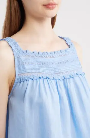 DÔEN Benita Pintuck Lace Woven Top