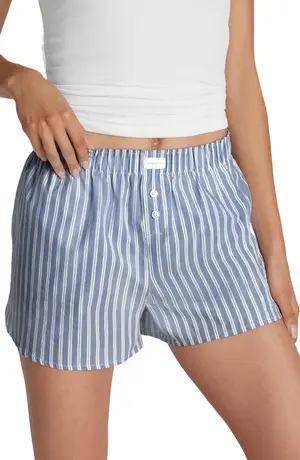Tommy John Woven Lounge Boxer Shorts - Blue