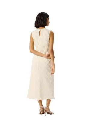 Whistles Fringe Textured Midi Dress