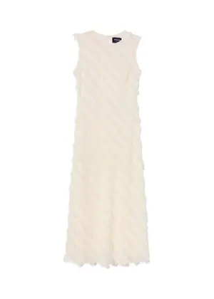 Whistles Fringe Textured Midi Dress - Ivory