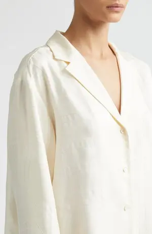 TOTEME Monogram Embroidered Organic Silk Pajama Top