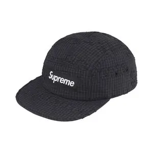 Supreme Monogram Gingham Camp Cap - Black