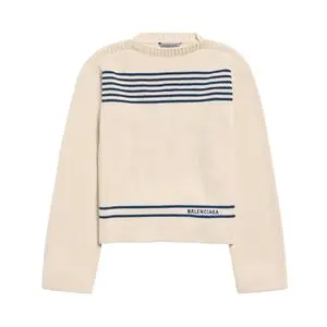 Balenciaga Boatneck Sweater 'navy/white - Blue