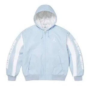 Supreme X Jordan Hooded Leather Jacket - Blue