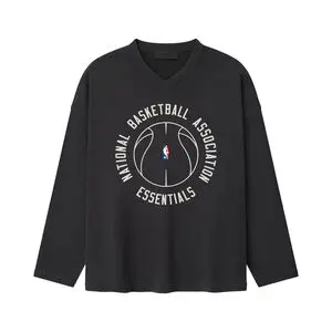 Fear Of God Nba X Barkley Hendricks Long Sleeve V-neck Tee 'faded - Black