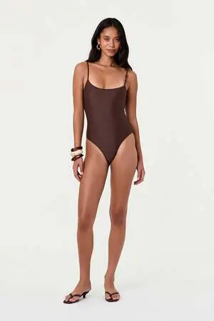 NICHOLAS Dione One-piece Suit With Chain Detail - Espresso