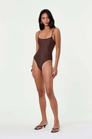 NICHOLAS Dione One-piece Suit With Chain Detail - Espresso