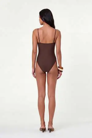 NICHOLAS Dione One-piece Suit With Chain Detail - Espresso