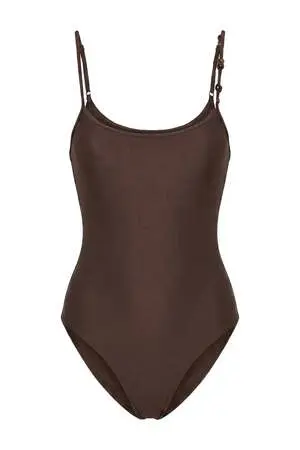 NICHOLAS Dione One-piece Suit With Chain Detail - Espresso