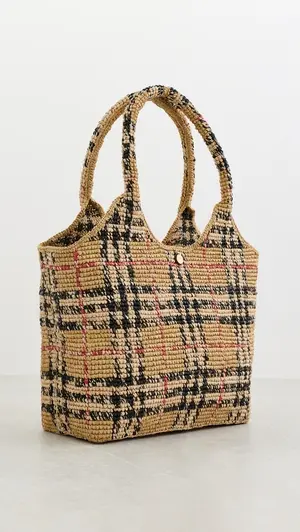 Burberry Margate Medium Raffia Tote Bag