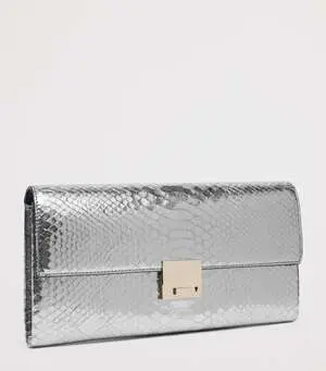 TOM FORD Large Laminated Leather Clutch Bag - Silver
