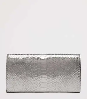 TOM FORD Large Laminated Leather Clutch Bag - Silver