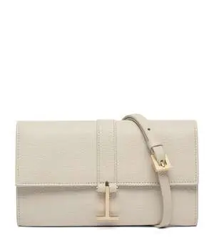 TOM FORD Leather Wallet With Strap - Grey