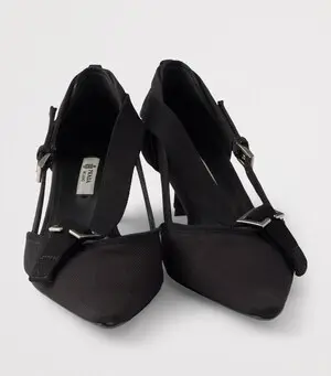 Prada Canvas Buckle Detail Pumps 45 - Black