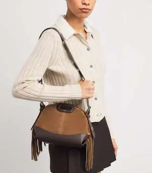 Maje Miss M" Suede And Leather Top Handle Bag