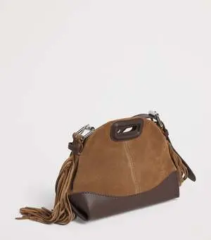 Maje Miss M" Suede And Leather Top Handle Bag