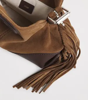 Maje Miss M" Suede And Leather Top Handle Bag