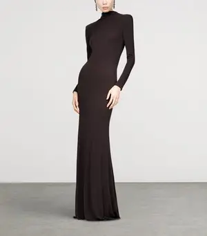 TOM FORD Knitted Back Cut-out Maxi Dress - Brown