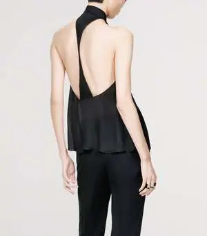 TOM FORD Halterneck Silk Chiffon Top With Tie Detail And Open Back - Black