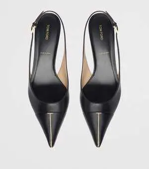 TOM FORD Goat Leather Slingback Pumps With T Hardware - Black