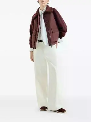 Brunello Cucinelli Techno Cotton Taffeta And Virgin Wool, Cashmere And Silk Knit Down Jacket With Shiny Zipper Pull - Red