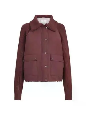 Brunello Cucinelli Techno Cotton Taffeta And Virgin Wool, Cashmere And Silk Knit Down Jacket With Shiny Zipper Pull
