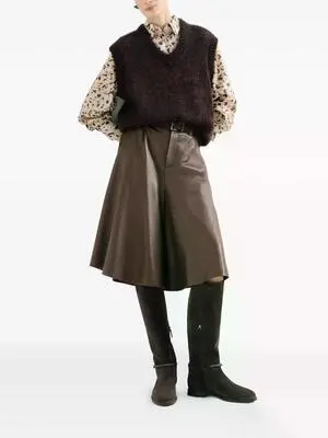 Brunello Cucinelli Nappa Leather Wide Bermuda Shorts With Monili
