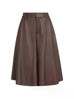 Brunello Cucinelli Nappa Leather Wide Bermuda Shorts With Monili - Brown