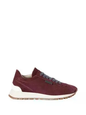 Brunello Cucinelli Suede Runners With Monili Decoration - Red