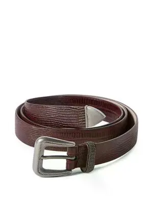 Brunello Cucinelli Lizard-effect Calfskin Belt - Brown