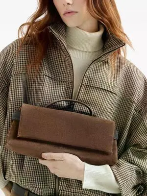 Brunello Cucinelli Suede Essence Clutch With Monili Decoration - Brown