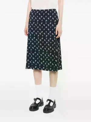 AGNES B. Floral Print Midi Skirt
