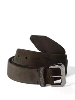 Brunello Cucinelli Suede Belt With Monili Embellished Buckle