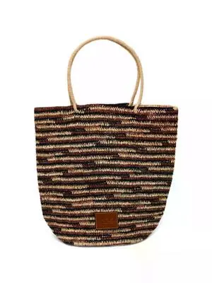 AGNES B. Raffia Tote Bag - Brown