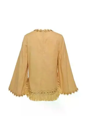 Zimmermann Lace-up Fringed Blouse
