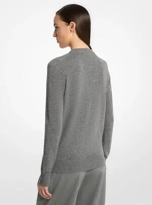Michael Kors Cashmere V-neck Asymmetric Sweater - Grey