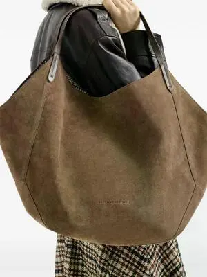 Brunello Cucinelli Duo Shopper In Prince Of Wales Check - Brown