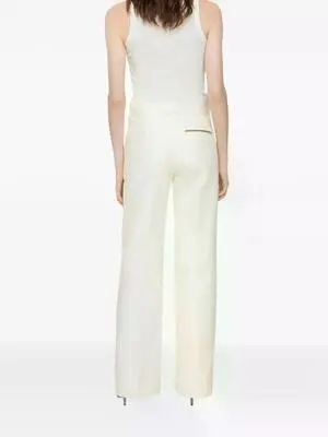 Burberry Tailored Slim Fit Cotton Blend Twill Trousers With Flared Hem