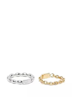 AGNES B. Tone Beaded Band Curb-link Chain Ring