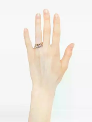 AGNES B. Tone Beaded Band Curb-link Chain Ring