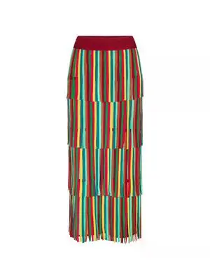 SIMONMILLER Za Za Fringe-trimmed Maxi Skirt - Red