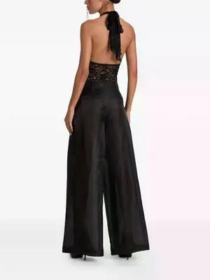 Alice + Olivia Lina Plunging V-neck Halter Lace Bodysuit