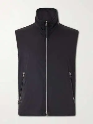 TOM FORD Peach Touch Leather-trimmed Poplin Gilet