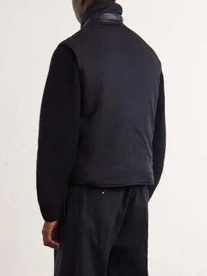 TOM FORD Peach Touch Leather-trimmed Poplin Gilet